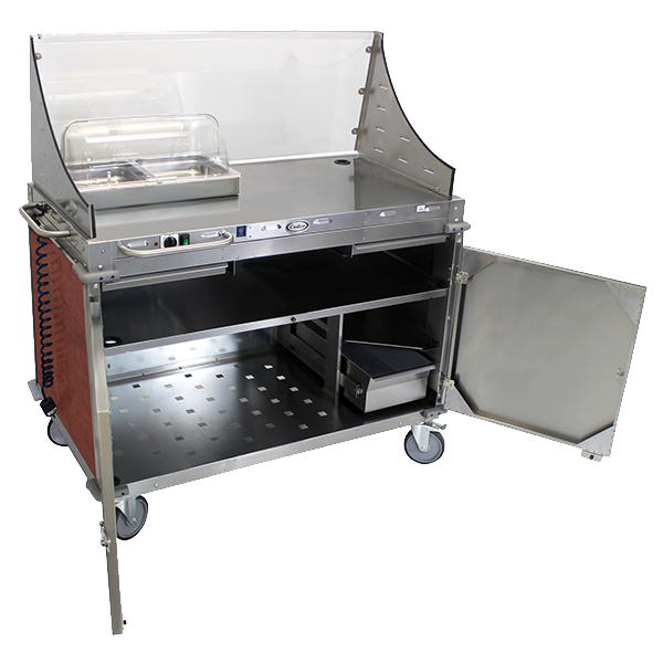 Cadco Mobile Demo/Sampling Cart, Large, Full Size Buffet Server, (2) S ...
